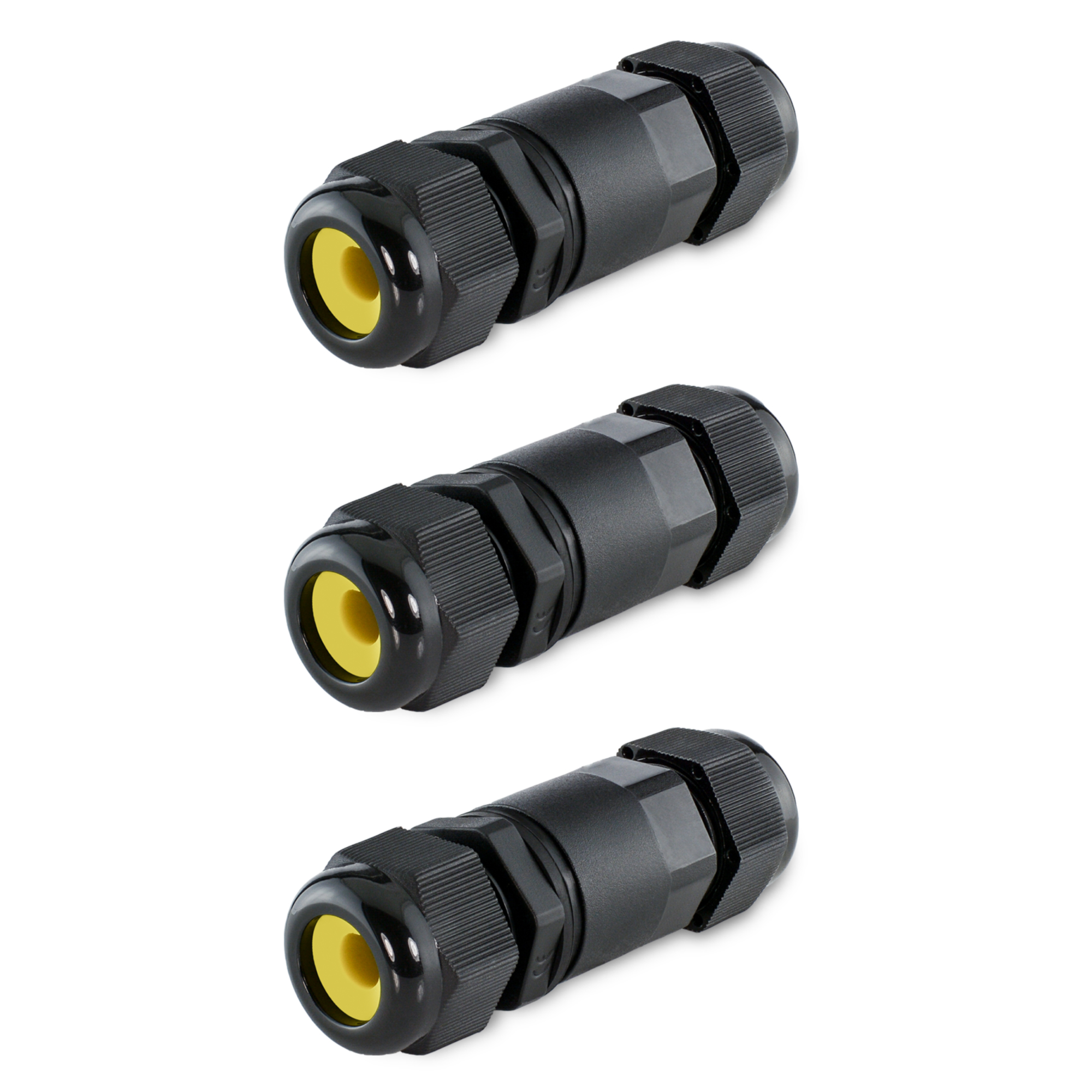 3 Stück Kabelmuffe 5-polig für Erdkabel Ø 4-8 / 8-12 / 10-14mm 24A bis ...